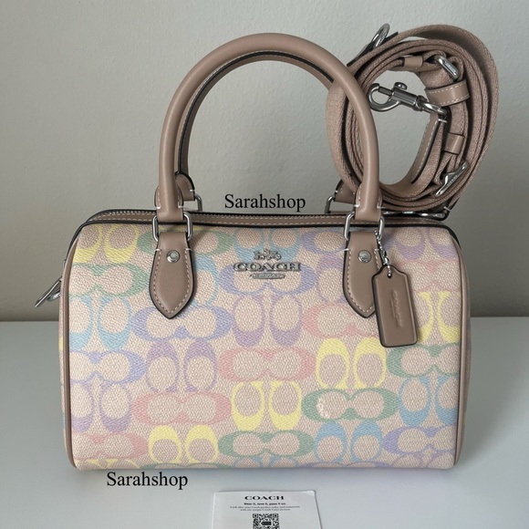 Coach | Bags | Coach Rowan Satchel In Rainbow Signature Canvas | Poshmark